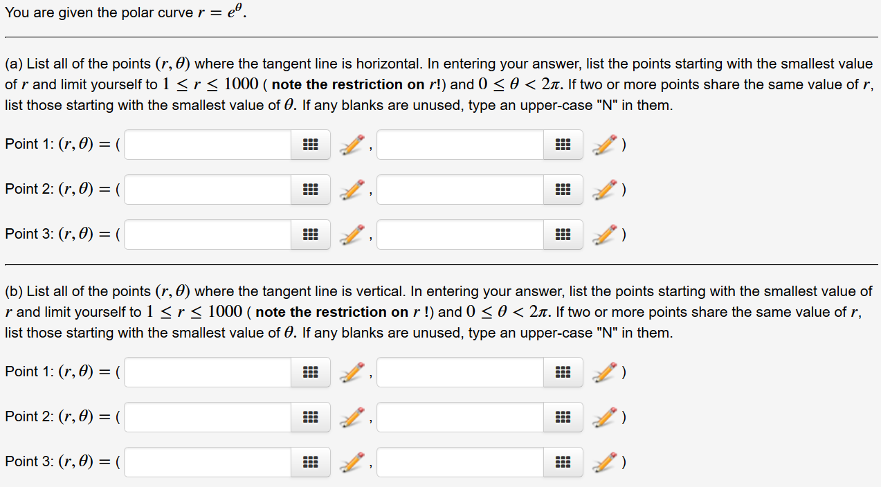 Solved List all of the points (r, theta) where the tangent | Chegg.com