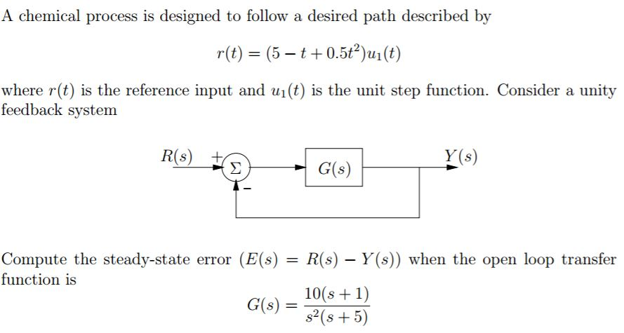 Solved A chemical process is designed to follow a desired | Chegg.com