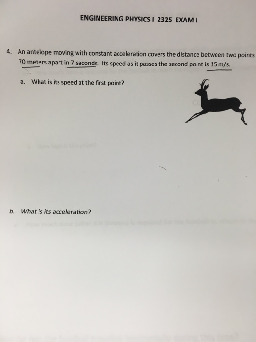 Solved An Antelope Moving With Constant Acceleration Covers