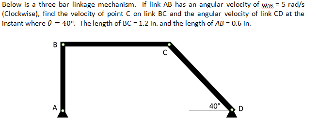 Solved Below is a three bar linkage mechanism. If link AB | Chegg.com