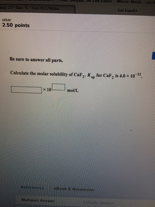 Solved Be sure to answer all parts. Calculate the molar | Chegg.com