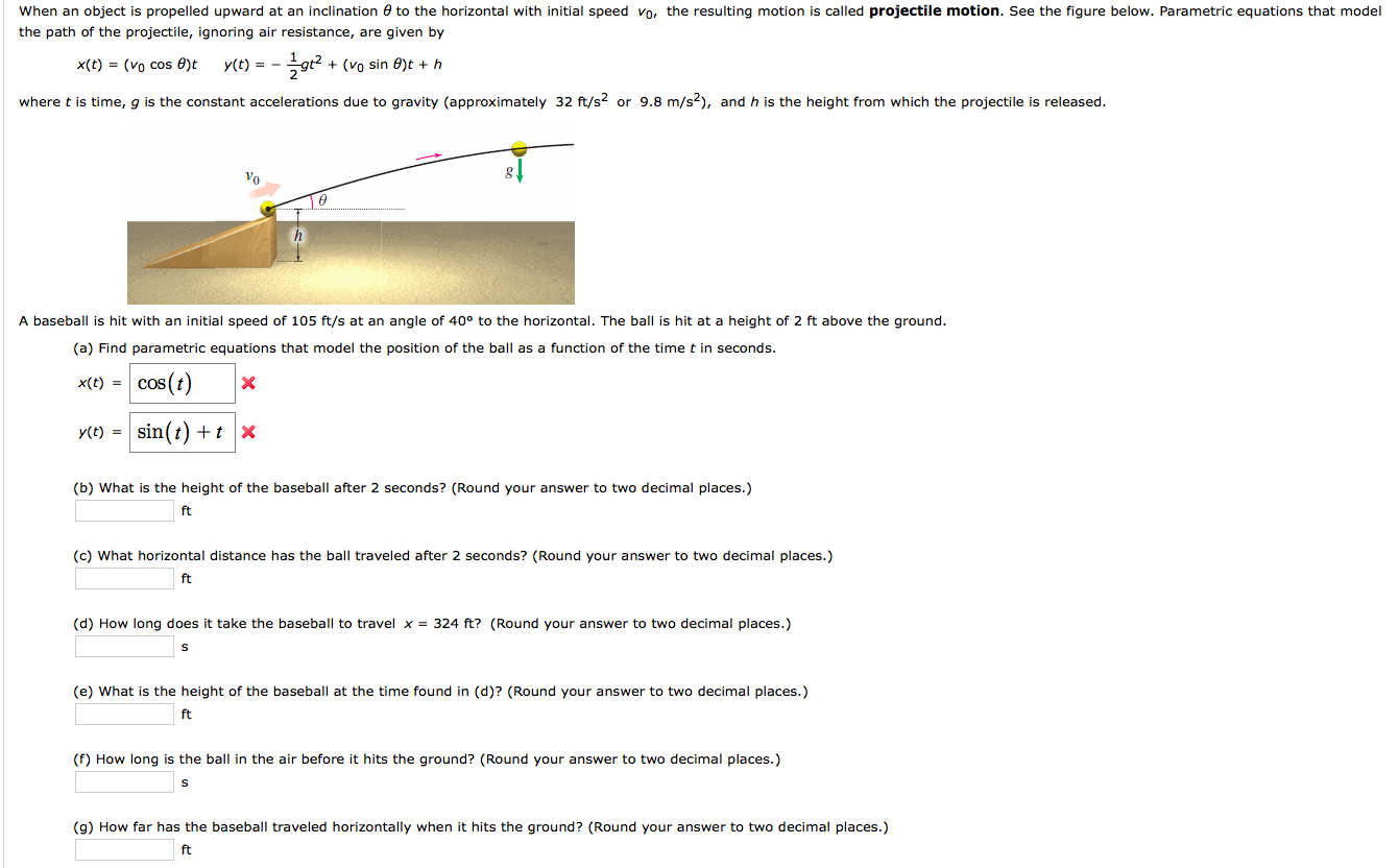 Solved When an object is propelled upward at an inclination | Chegg.com