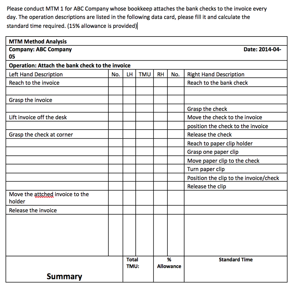 Conduct MTM 1 for ABC Company whose bookkeep attaches | Chegg.com