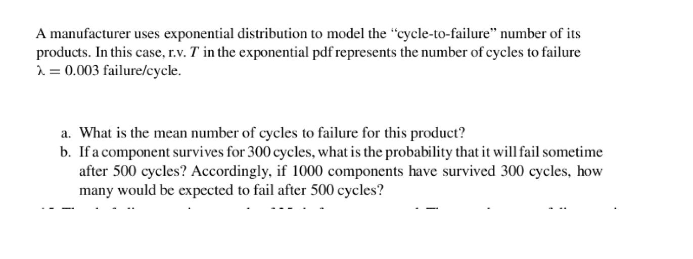 Solved A manufacturer uses exponential distribution to model | Chegg.com