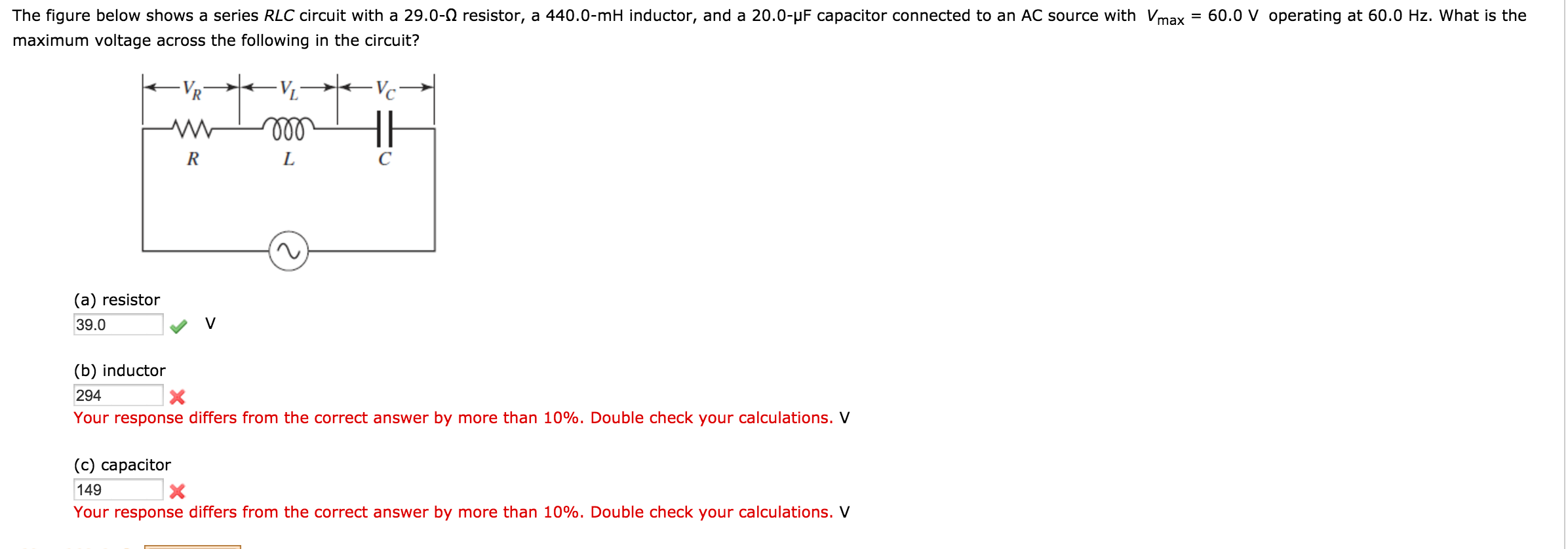 Solved The figure below shows a series RLC circuit with a | Chegg.com