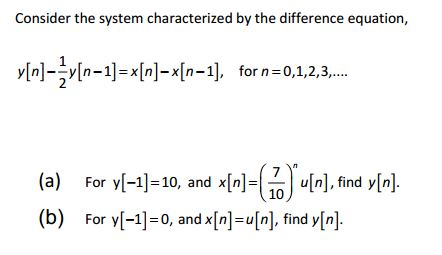 Solved Consider the system characterized by the difference | Chegg.com
