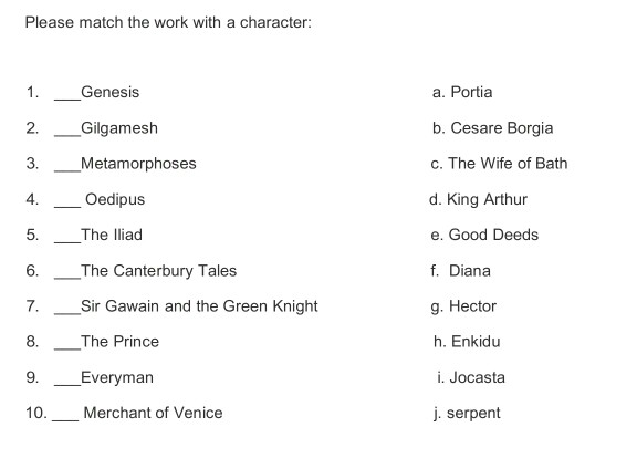 please match the right answers | Chegg.com