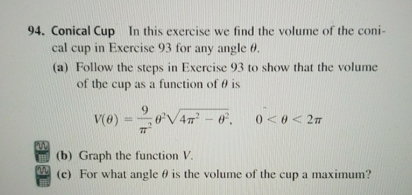 Solved Search 93. Conical Cup A conical cup is made from a | Chegg.com