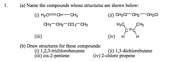 Solved 1.(a) Name the compounds whose structures are shown | Chegg.com