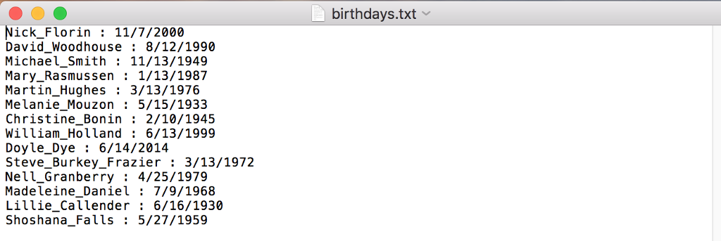 Solved Problem B: Birthdays (20 points) Make a program that | Chegg.com