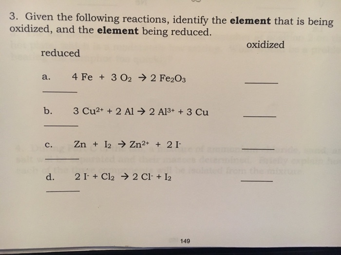 Solved Given the following reactions, identify the element | Chegg.com