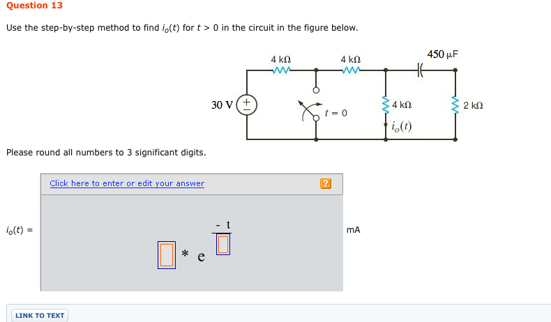 Solved Use the step-by-step method to find i0(70 ms) in the | Chegg.com