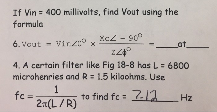 Solved If Vin = 400 millivolts, find Vout using the formula | Chegg.com