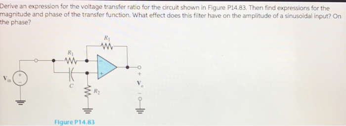 Solved Derive an expression for the voltage transfer ratio | Chegg.com