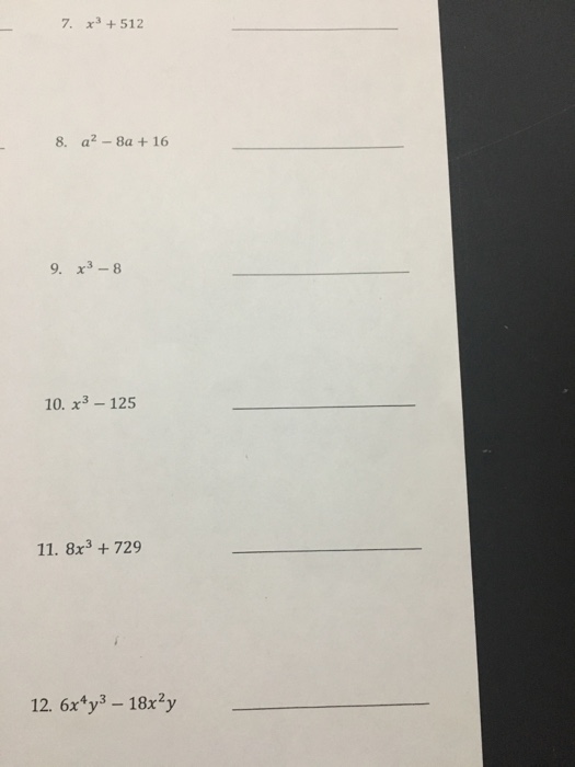 Solved Factoring out completely? x^3 - 512 a^2 - 8a + 16 | Chegg.com