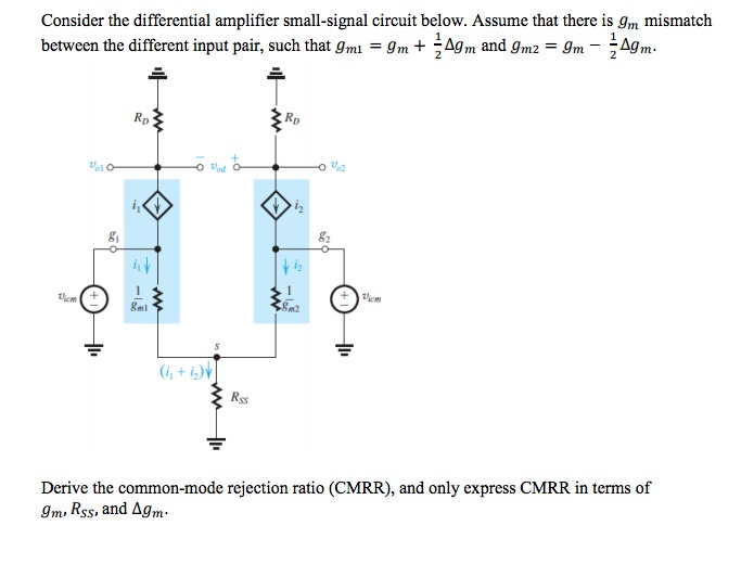 Consider the differential amplifier small-signal | Chegg.com