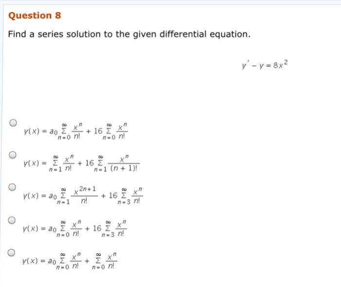 Solved Find a series solution to the given differential | Chegg.com