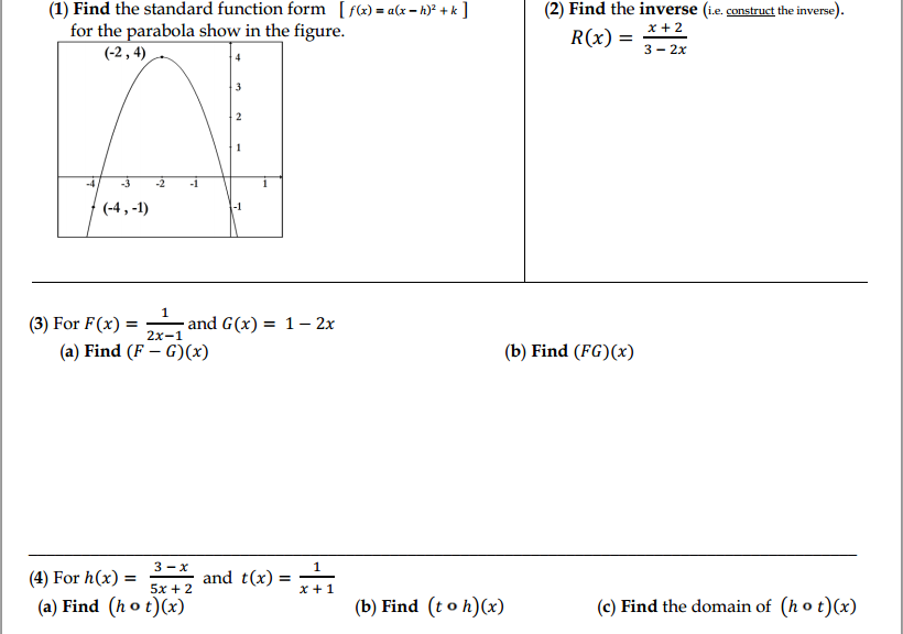 Solved Find the standard function form [ f(x) - a(x - h)2 + | Chegg.com
