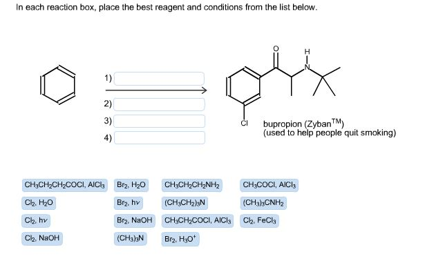 Solved In each reaction box, place the best reagent and | Chegg.com