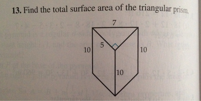 Solved Find the total surface area of the triangular prism. | Chegg.com