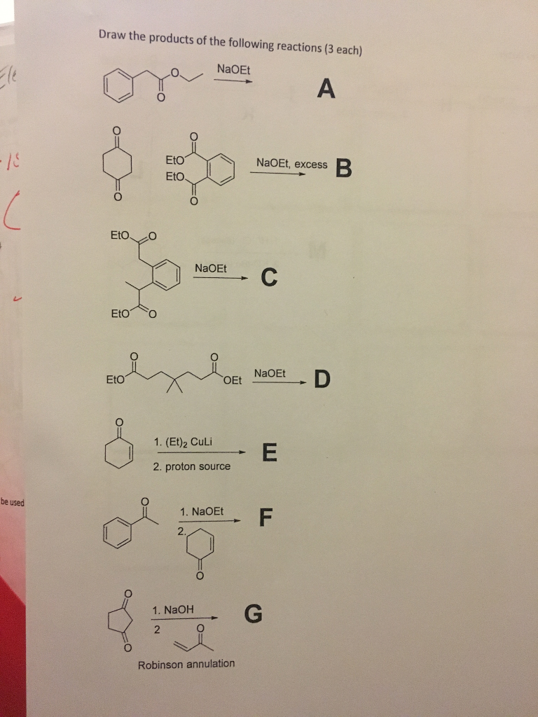Solved Draw the products of the following reactions (3 each) | Chegg.com