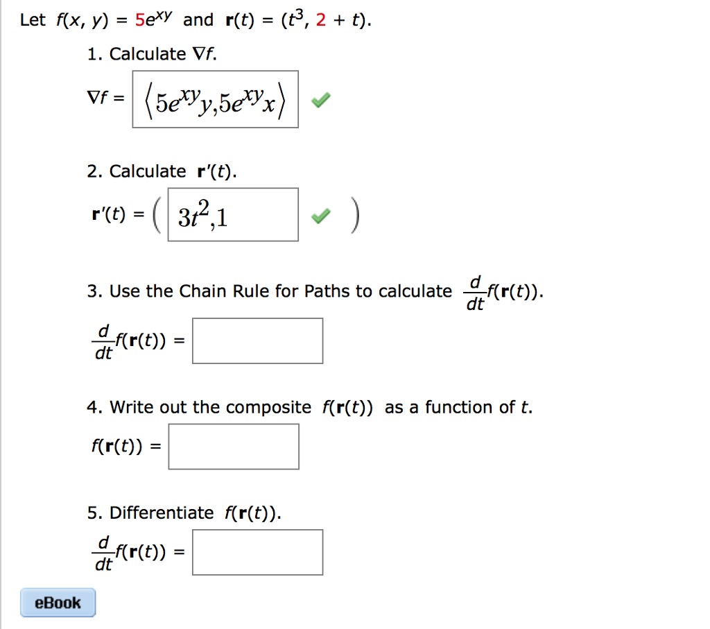 Solved Let rx,y)= 5exy and r(t)-(N, 2 + t). 1. Calculate Vf. | Chegg.com