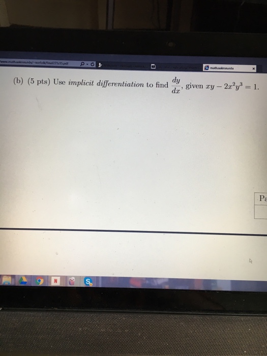 Solved Use implicit differentiation to find dy/dx, given xy | Chegg.com