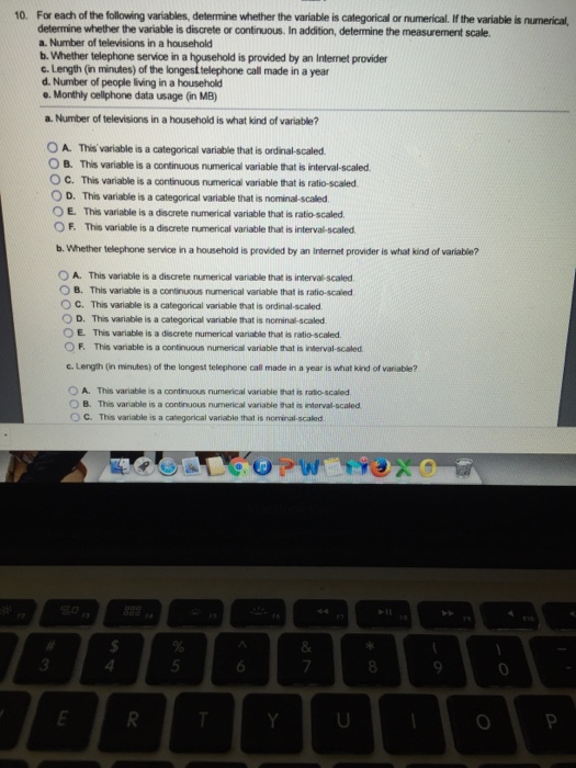 Solved 10. For each of the following variables, determine | Chegg.com