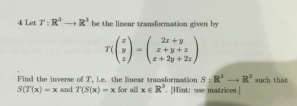 Solved Let T : R3 right arrow R3 be the linear | Chegg.com