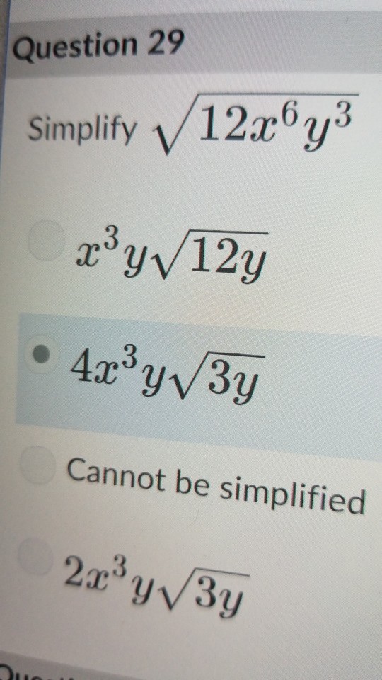 Solved Question 29 Simplify Cannot be simplified | Chegg.com