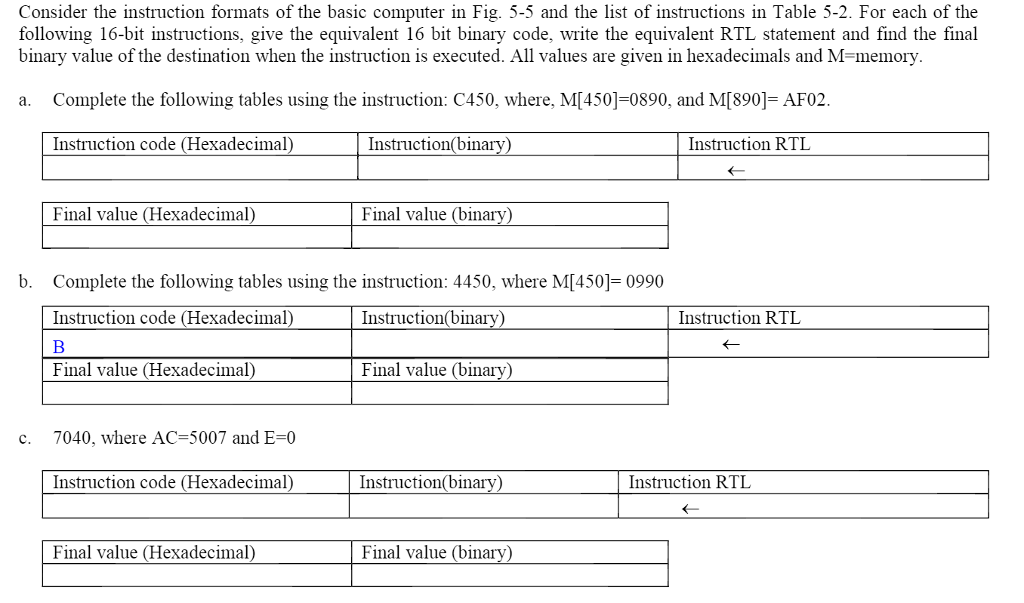 Solved Consider The Instruction Formats Of The Basic