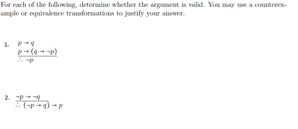 Solved For each of the following, determine whether the | Chegg.com