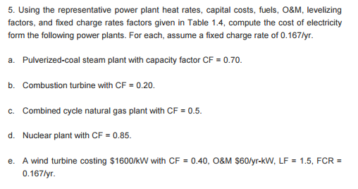 Solved Using the representative power plant heat rates, | Chegg.com