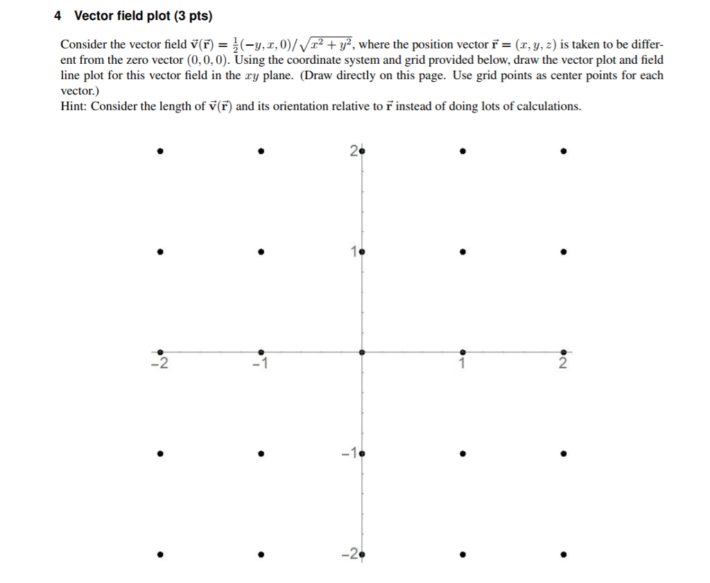 Solved 4 Vector field plot (3 pts) Consider the vector field | Chegg.com