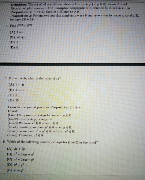 Solved Definition: The set of all complex numbers is Ci | Chegg.com