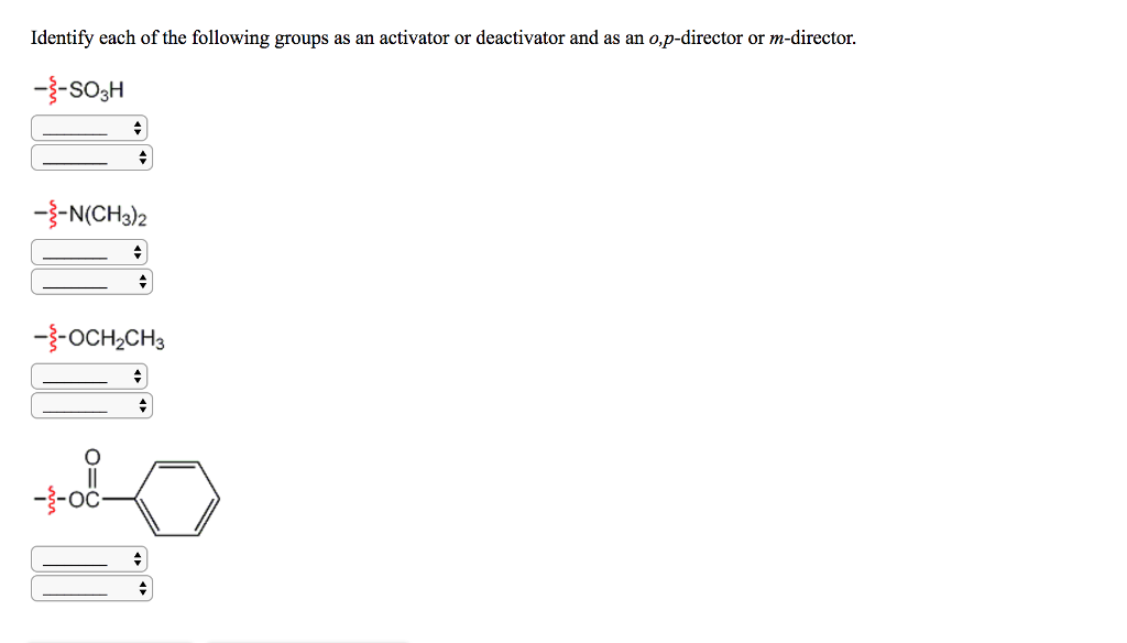 Solved Identify each of the following groups as an activator | Chegg.com Solved Identify each of the following groups as an activator | Chegg.com