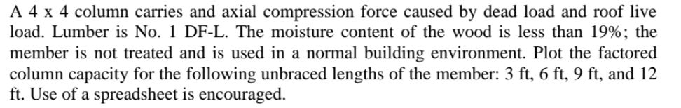 A 4 x 4 column carries and axial compression force | Chegg.com