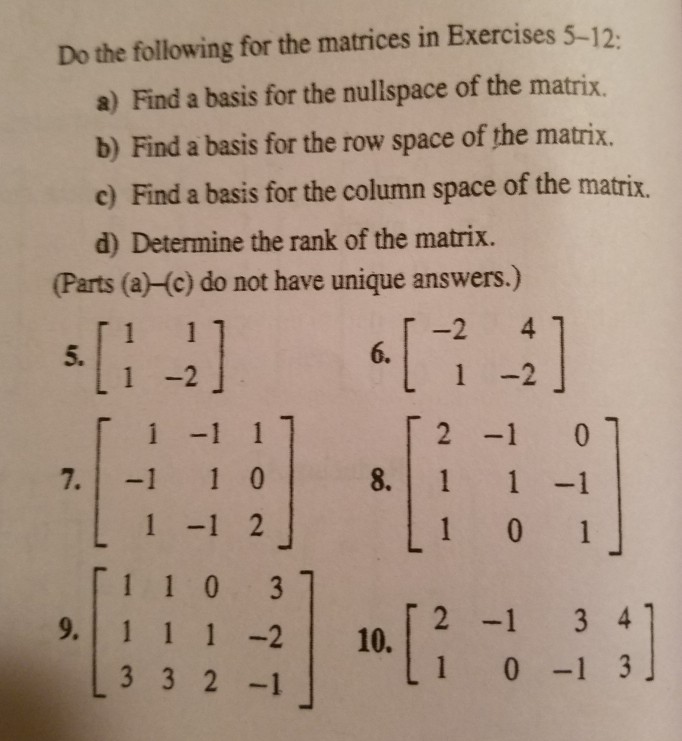 Solved Do the following for the matrices in Exercises 5-12: | Chegg.com