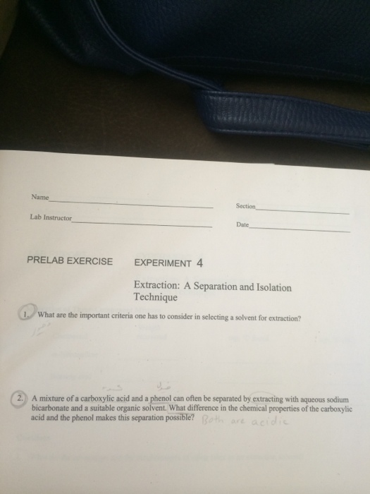 Solved Name, Section Lab instructor Date PRELAB EXERCISE | Chegg.com