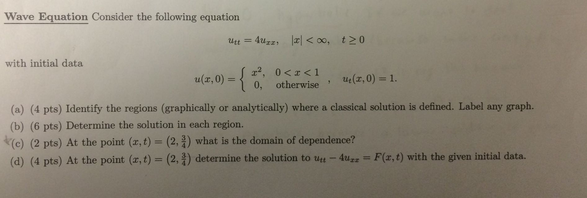Wave Equation Consider the following equation utt = | Chegg.com