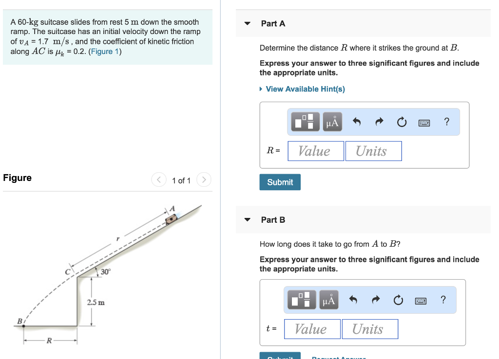 Solved A 60-kg suitcase slides from rest 5 m down the smooth | Chegg.com