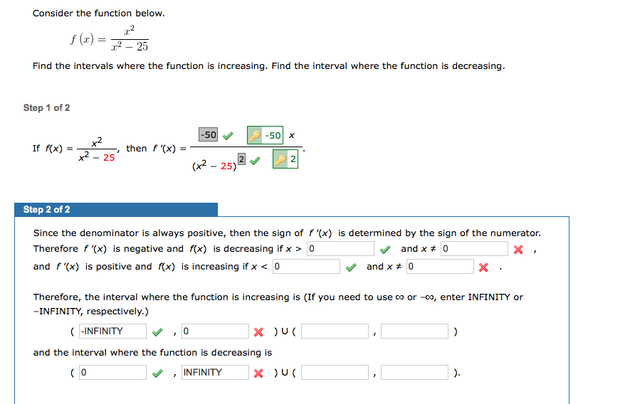 Solved Consider the function below 2-25 Find the intervals | Chegg.com