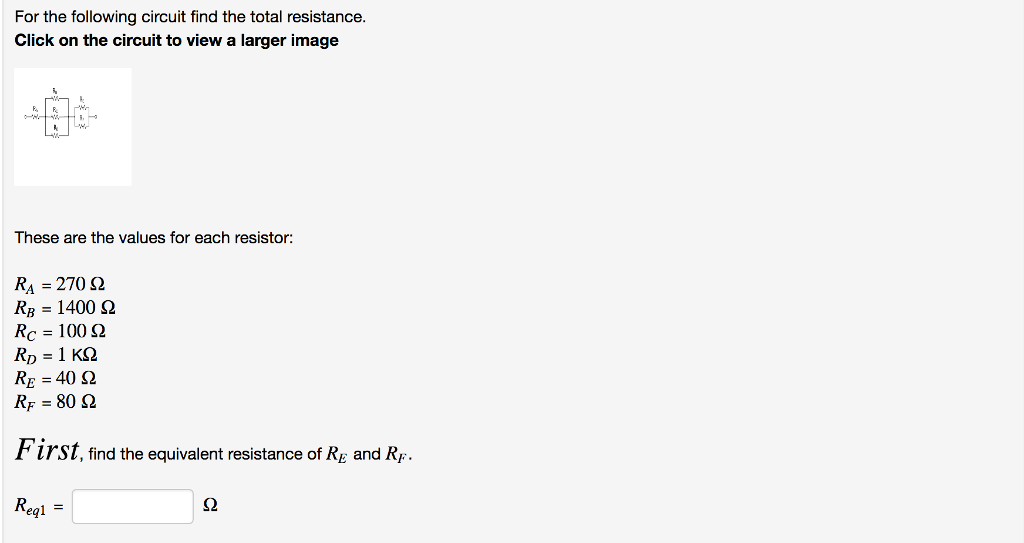 Solved For the following circuit find the total resistance. | Chegg.com