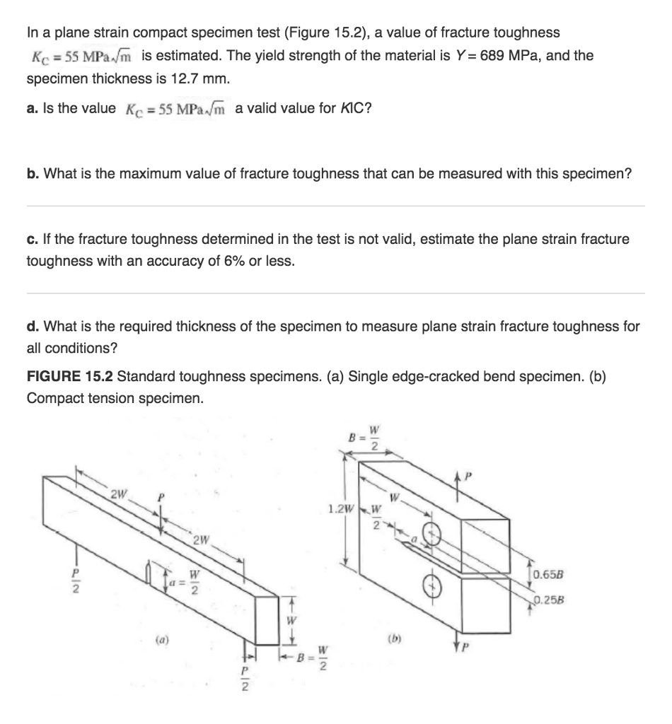 Solved In a plane strain compact specimen test (Figure | Chegg.com