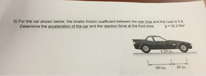 Solved For the car shown below, the kinetic friction | Chegg.com