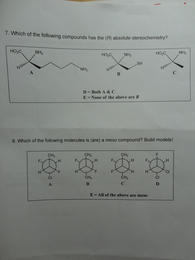 Solved Which of the following compounds has the (R) absolute | Chegg.com