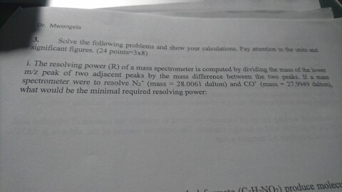 Solved The resolving power (R) of a mass spectrometer is | Chegg.com