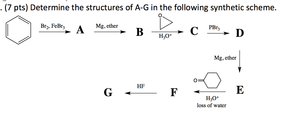 Determine the structures of A-G in the following | Chegg.com
