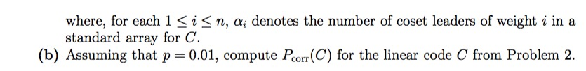 3. Let C be a binary linear code of length n, and let | Chegg.com