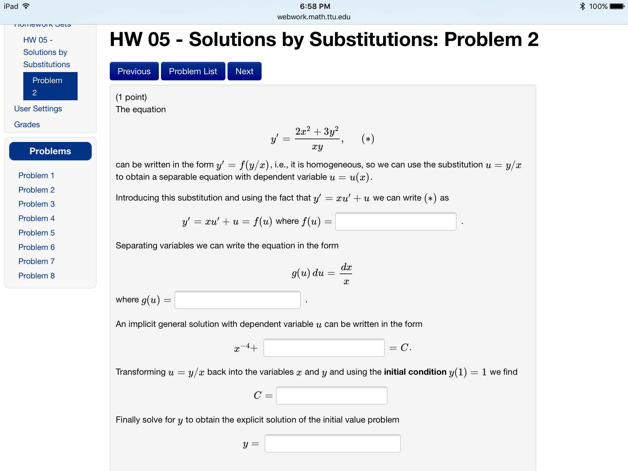 Solved The equation y' = 2x^2 + 3y^2/xy, (*) can be | Chegg.com